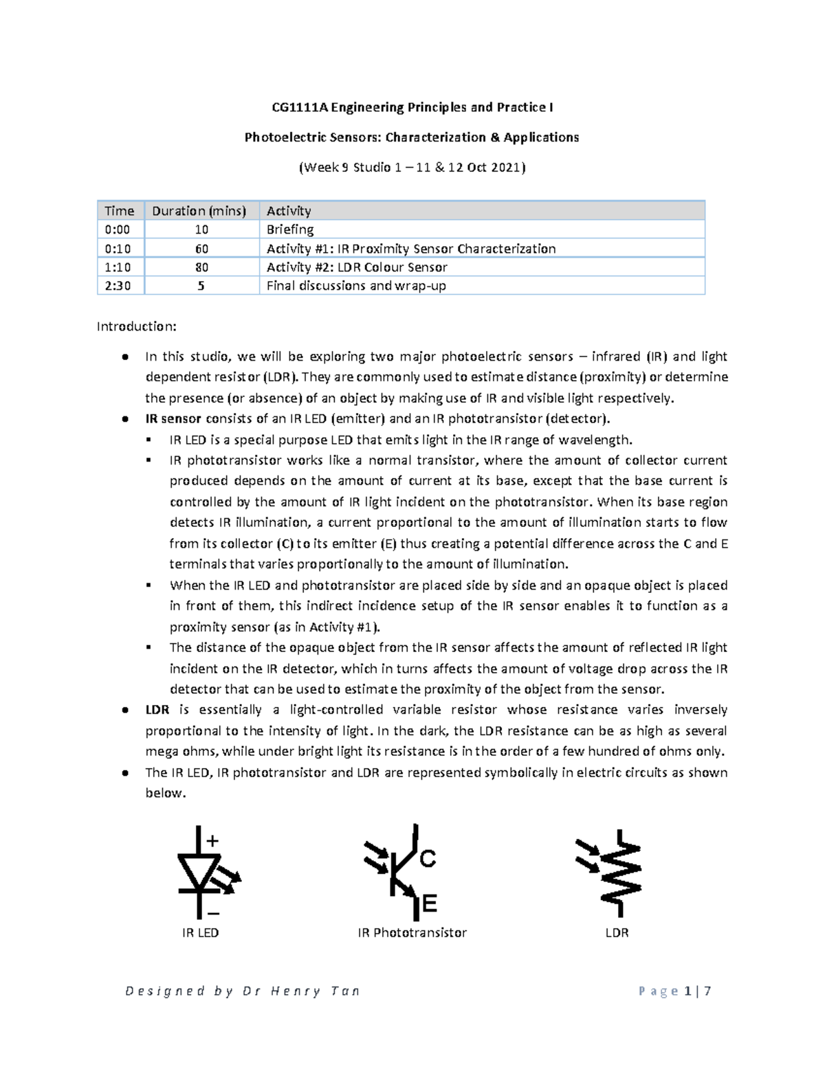 CG1111A Week 9 Studio 1 (11 & 12 Oct) Handout - CG1111A Engineering Principles and Practice I ...
