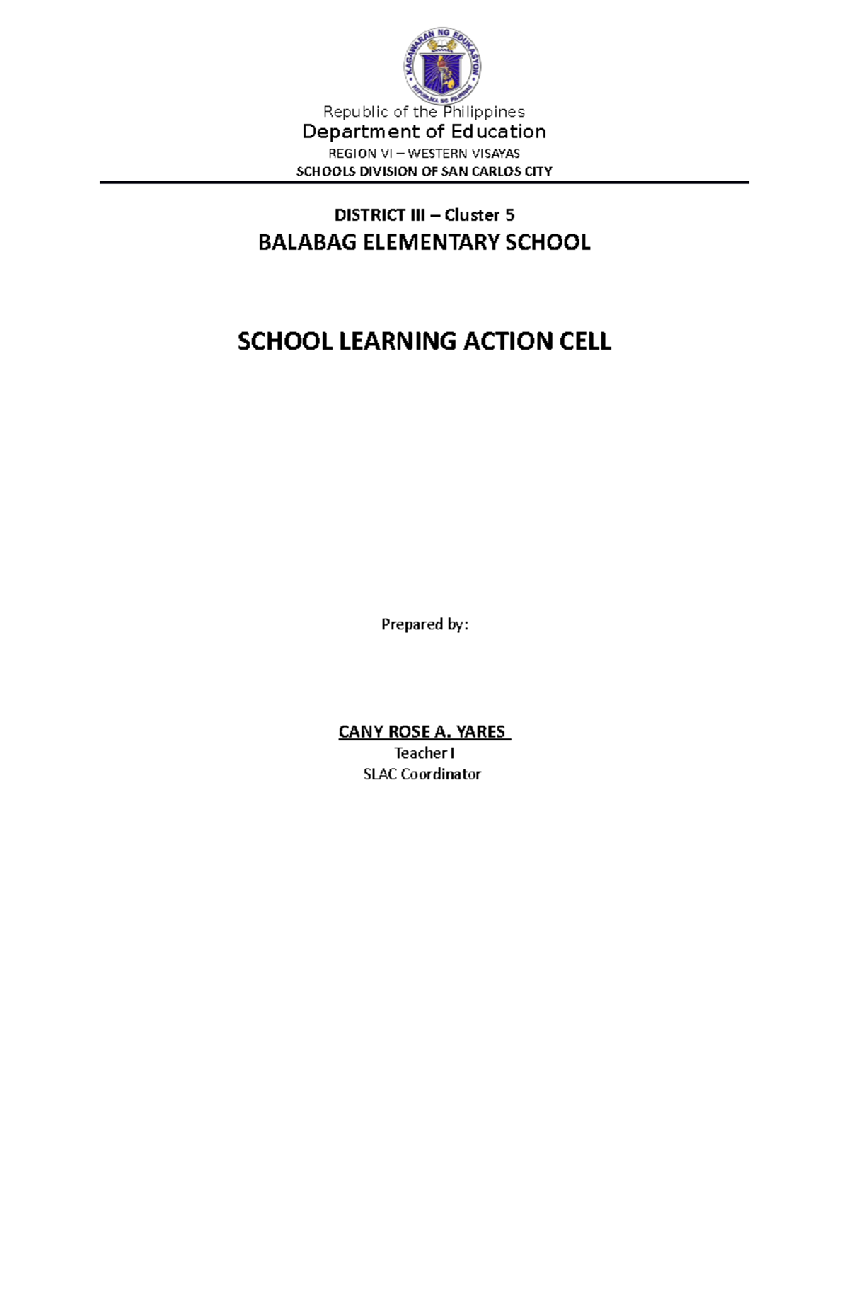 SLAC - notes - Republic of the Philippines Department of Education ...
