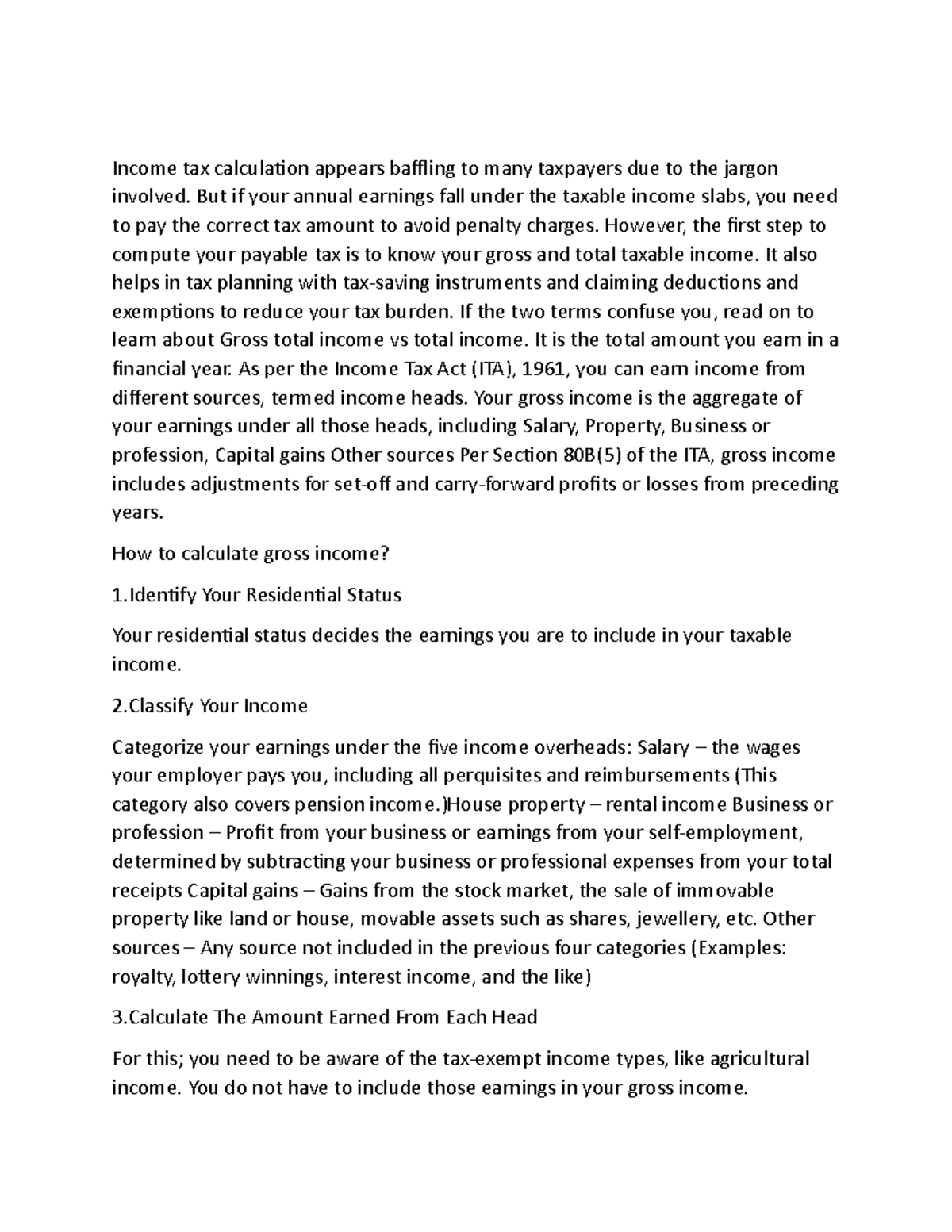 Difference between gross income and total income - Income tax ...