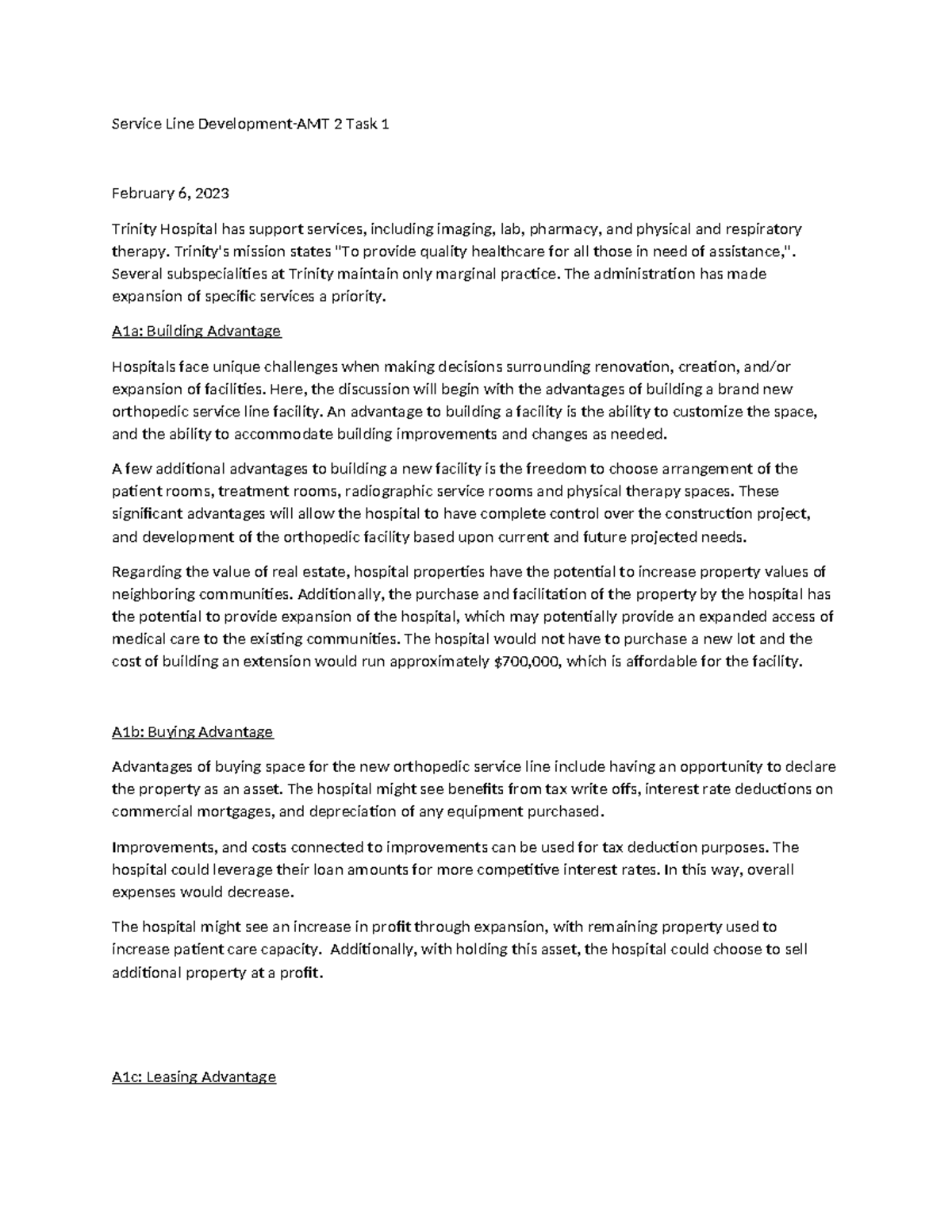 AMT2 Course Task 1 - AMT2 Passed on first try - WGU Service line ...