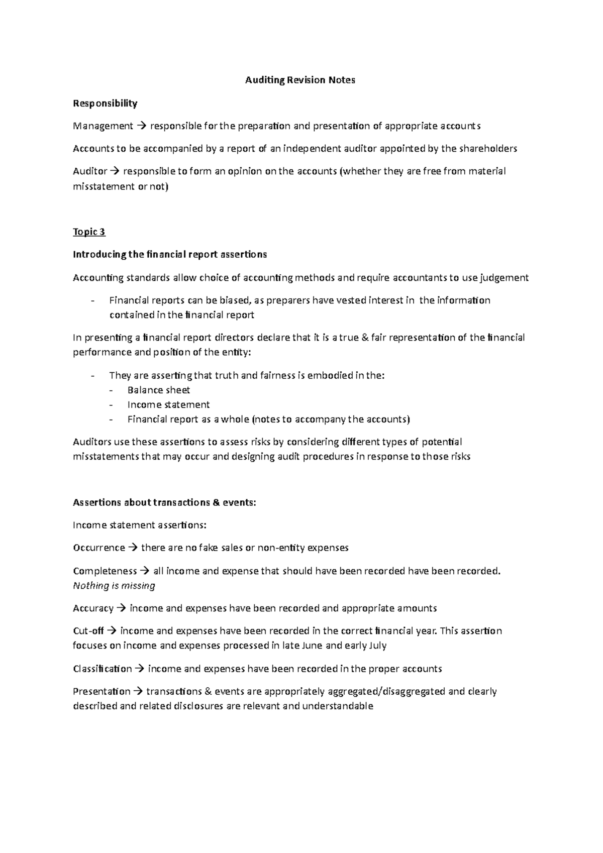 Auditing-Exam-Revision-Notes - Auditing Revision Notes Responsibility ...