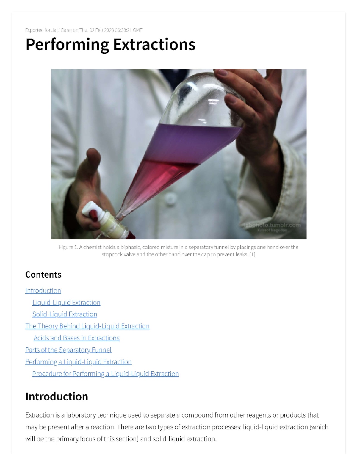 Extraction - CHEM 3105 - Studocu