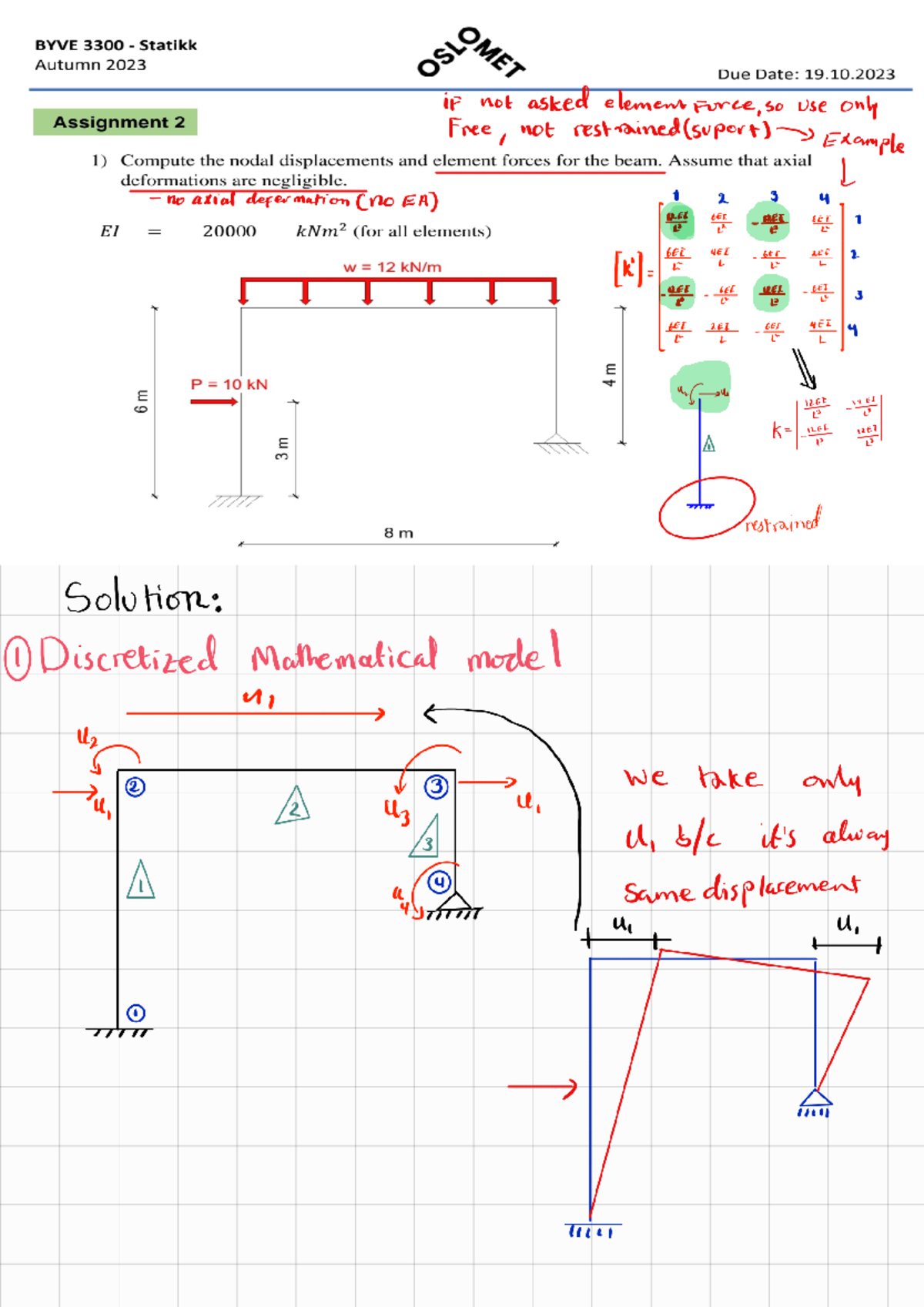 Assignment 1 Statikk (BYVE3300) - BYVE3300 - Studocu