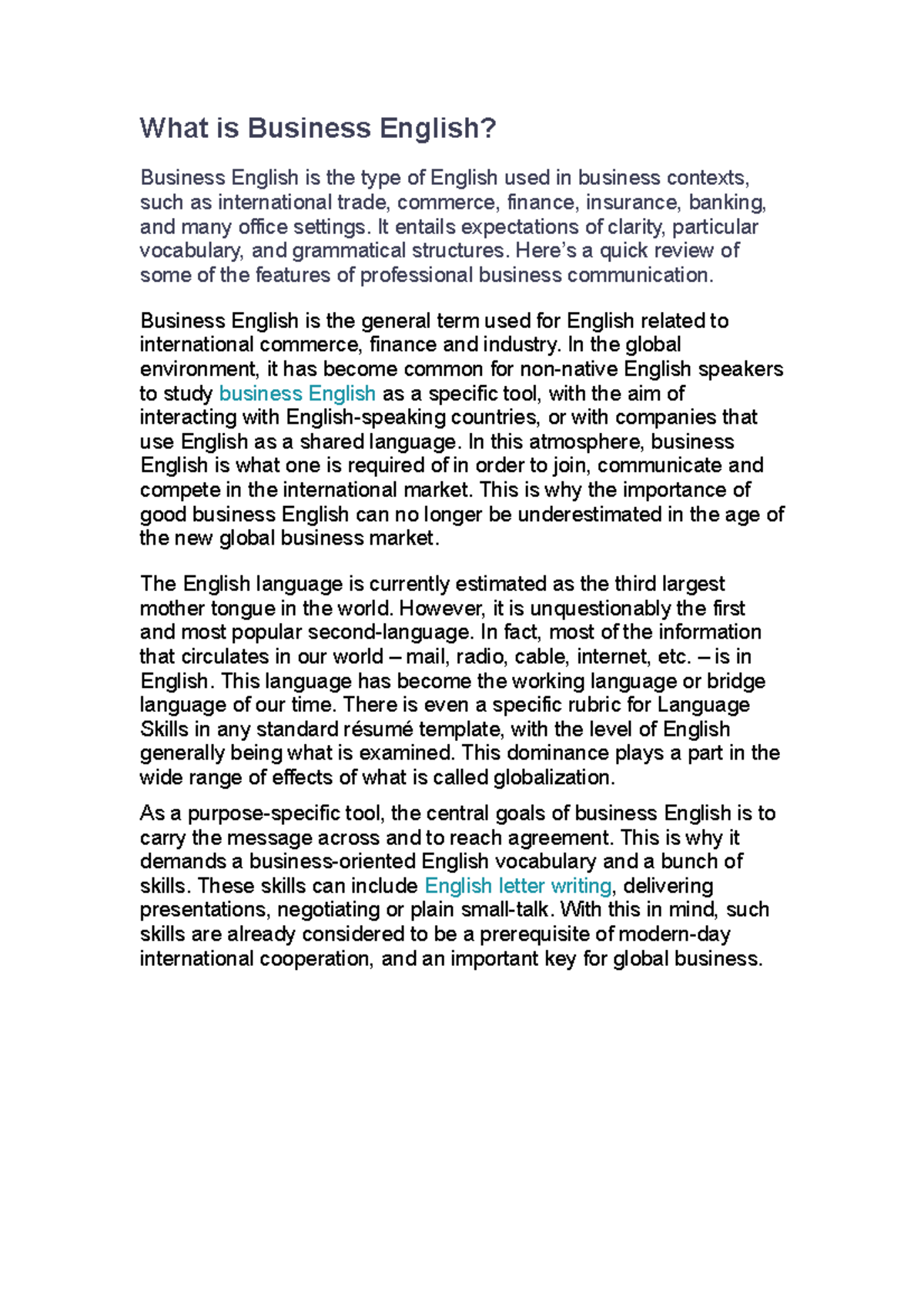 Business English - What is Business English? Business English is the ...