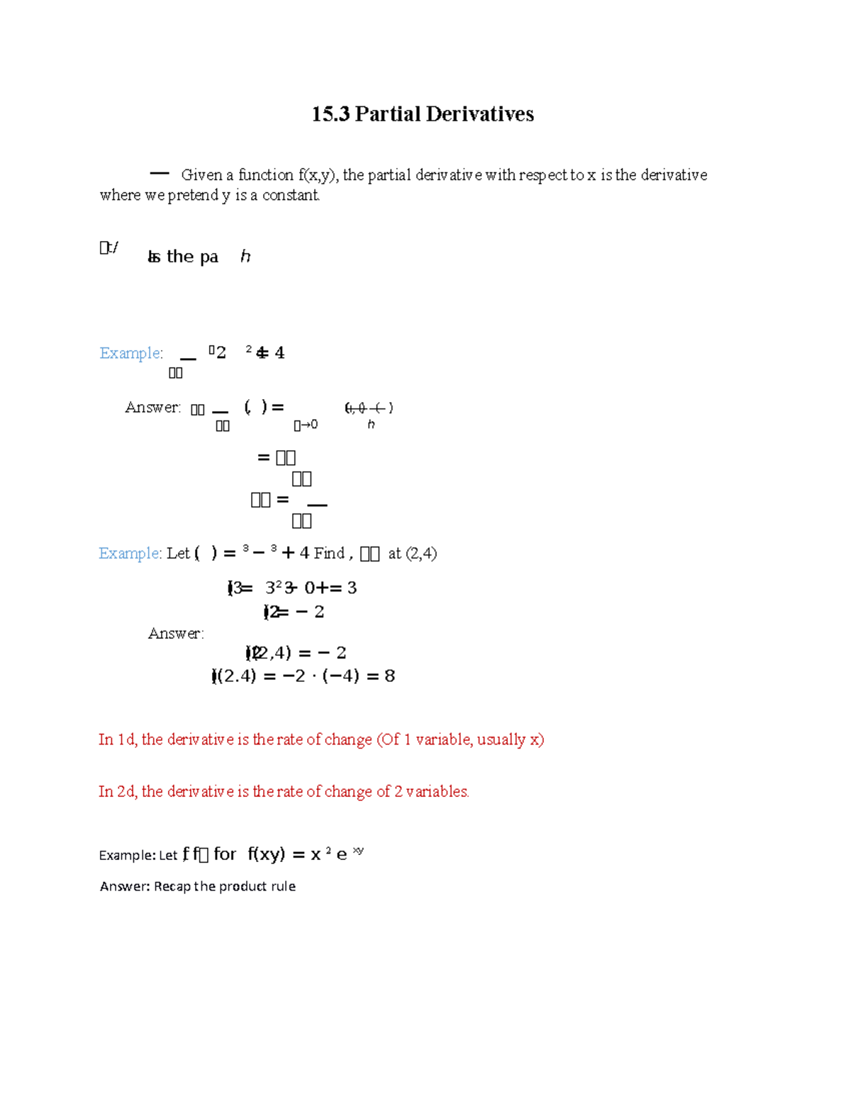 15.3 Partial Derivatives (Example problems) Michelen Marcus - 15 ...