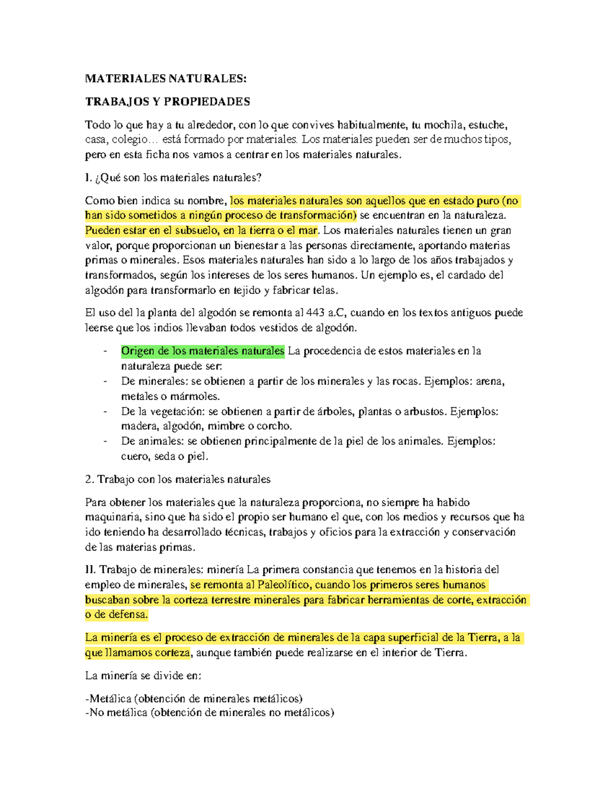 Materiales naturales - MATERIALES NATURALES: TRABAJOS Y PROPIEDADES ...