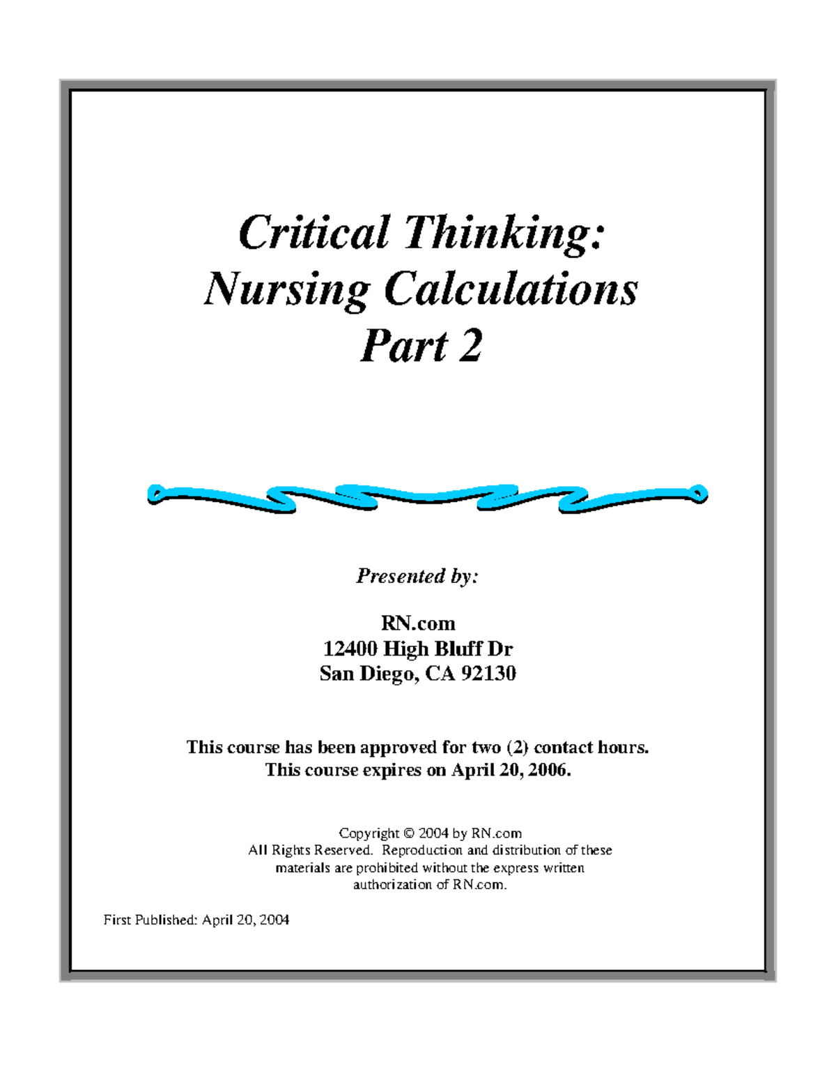 Dosage cal problems - Dimensional analysis - Presented by: RN 12400 ...