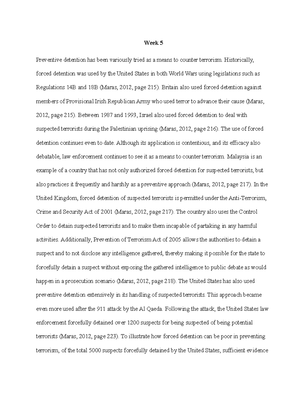 Week 5 assignment - Week 5 Preventive detention has been variously ...