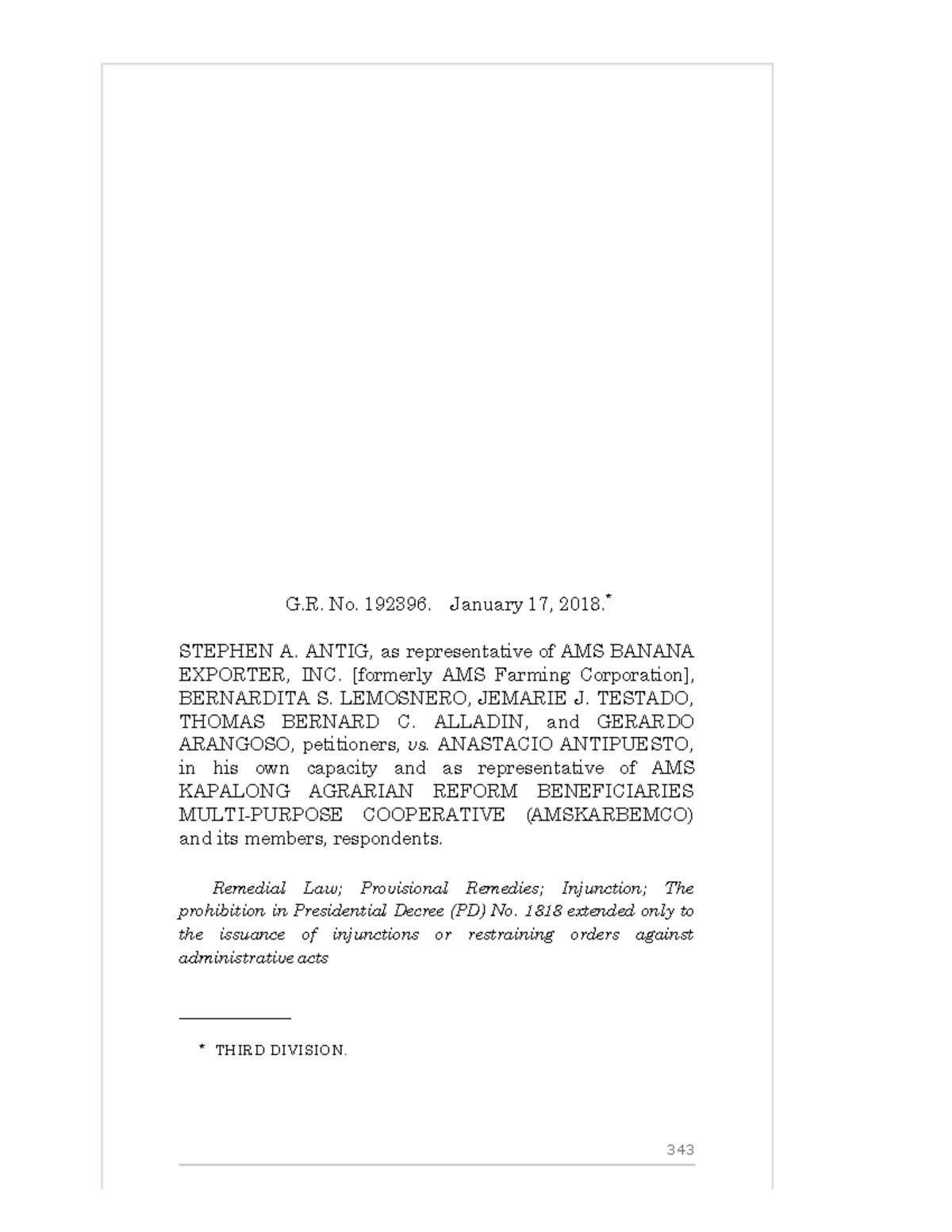 Antig vs. Antipuesto case digest torts and damages - G. No. 192396 ...