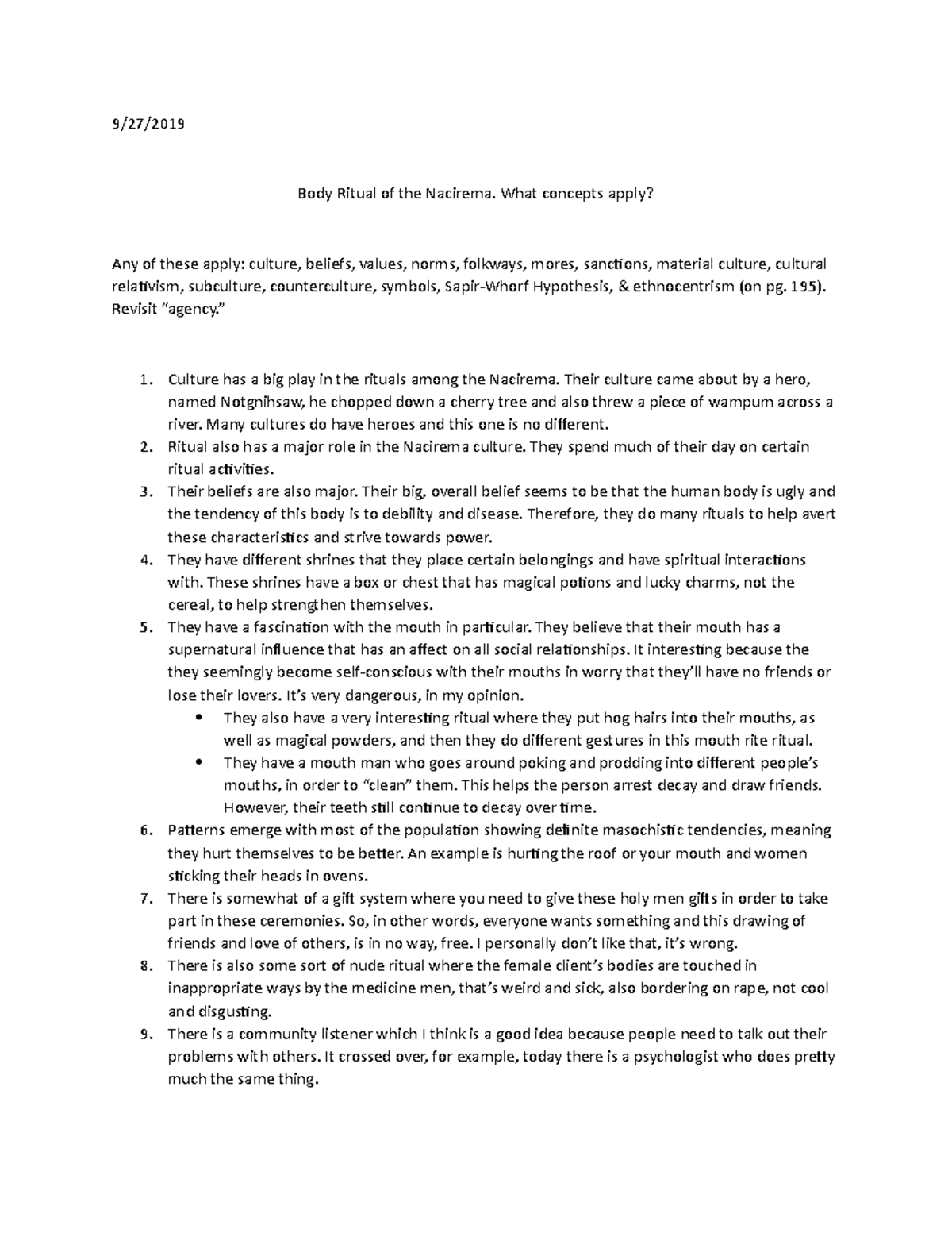 Body Ritual of the Nacirema - 9/27/ Body Ritual of the Nacirema. What ...