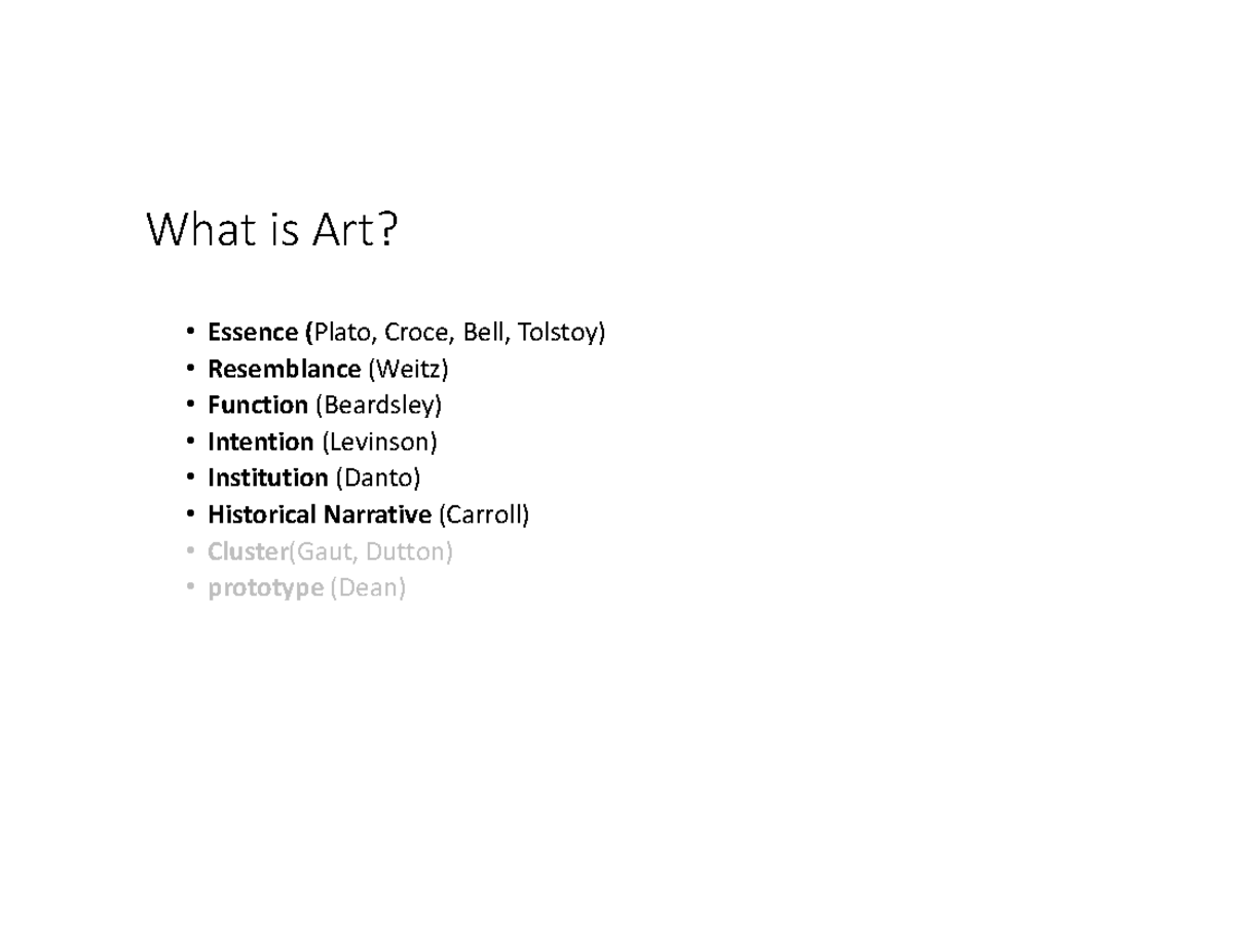 Iat222spring 2019 week6 - What is Art? Essence (Plato, Croce, Bell ...