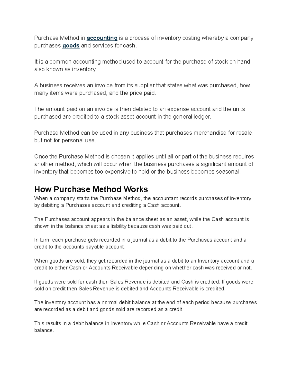 Purchase Method - It is a common accounting method used to account for ...