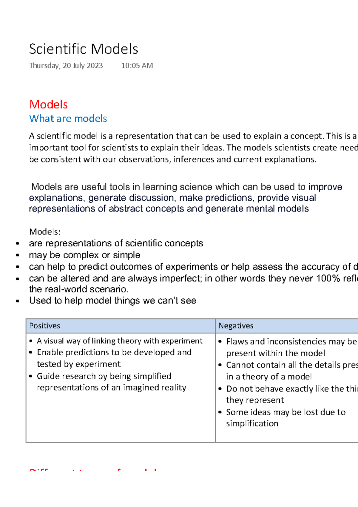 Scientific Models - Models What are models A scientific model is a ...