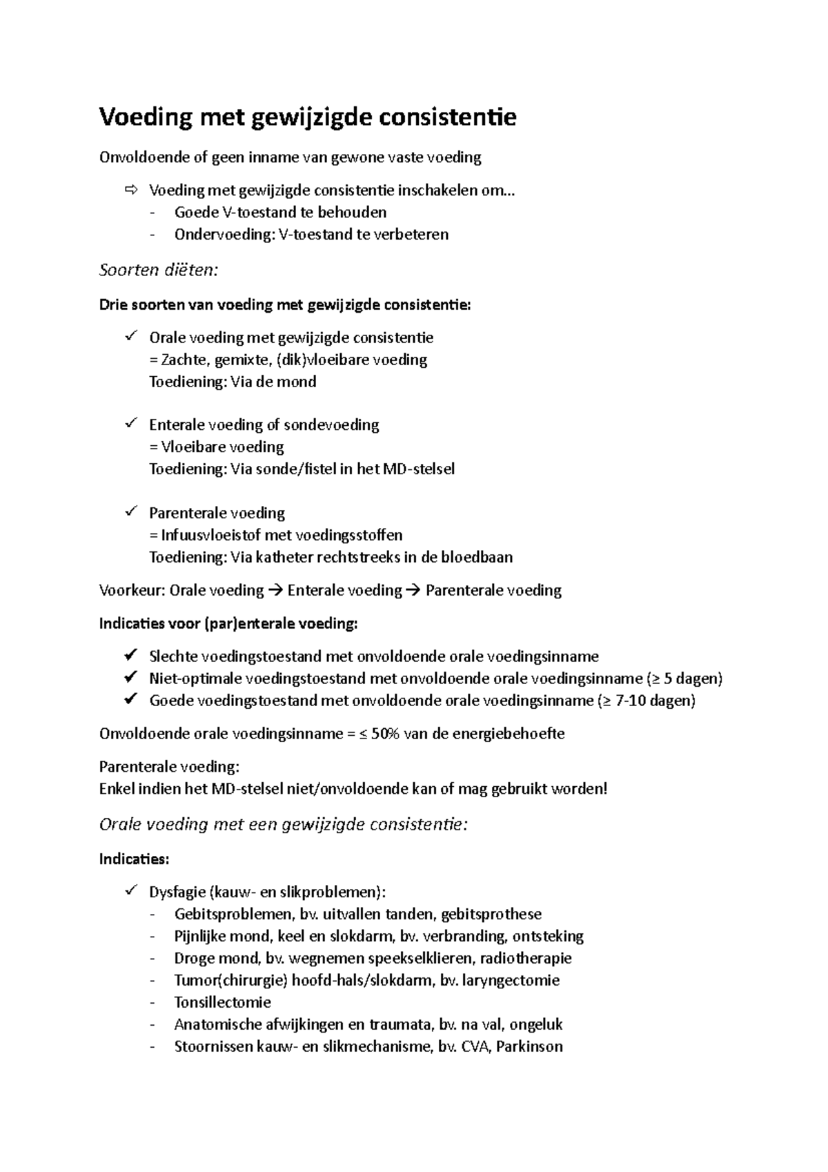 1. Voeding met gewijzigde consistentie - .. - Goede V-toestand te ...