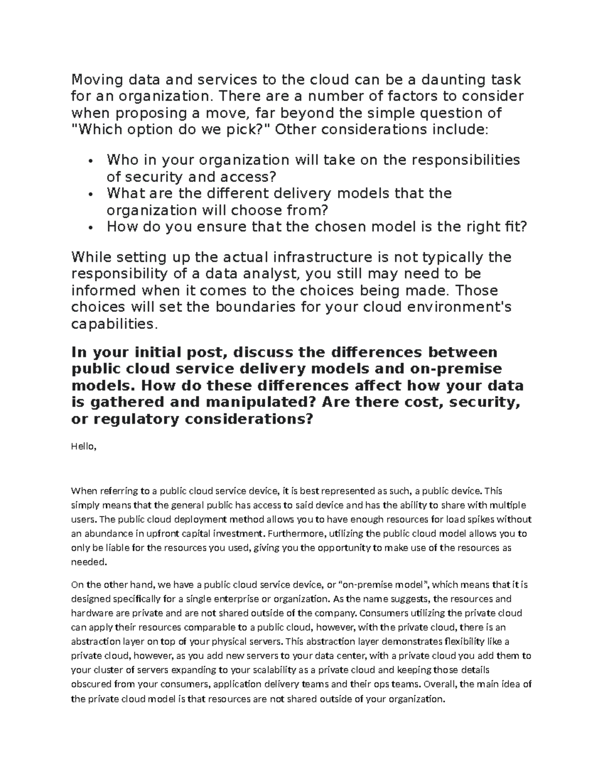 Discussion Module 2 - Received 60/60 (A+) Professor's Notes: "Overall ...