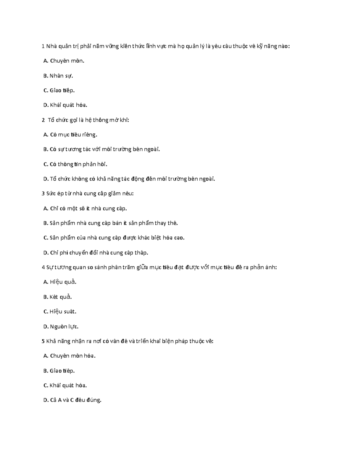 Quản trị học - quan tri hoc - 1 Nhà qu n tr ph i nắắm vả ị ả ững kiếắn th c lĩnh v ứ ực mà h ọ ...