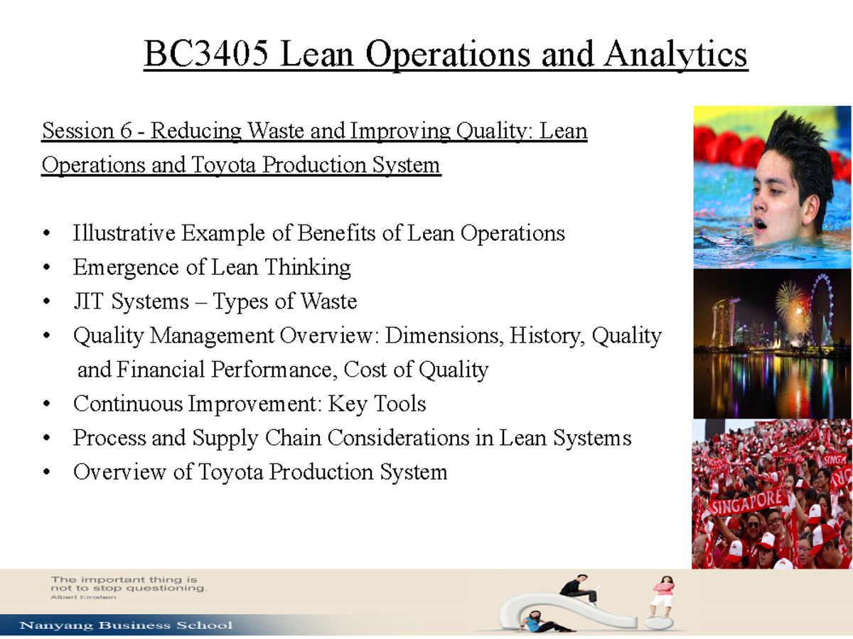 Week 6 Toyota Production System - BC3405 Lean Operations and Analytics ...