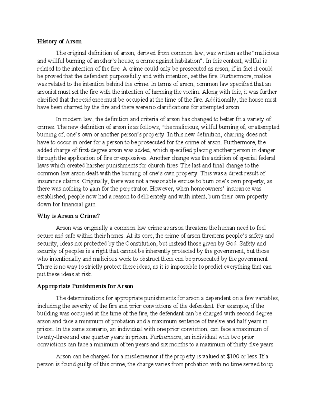 History of Arson - History of Arson The original definition of arson ...