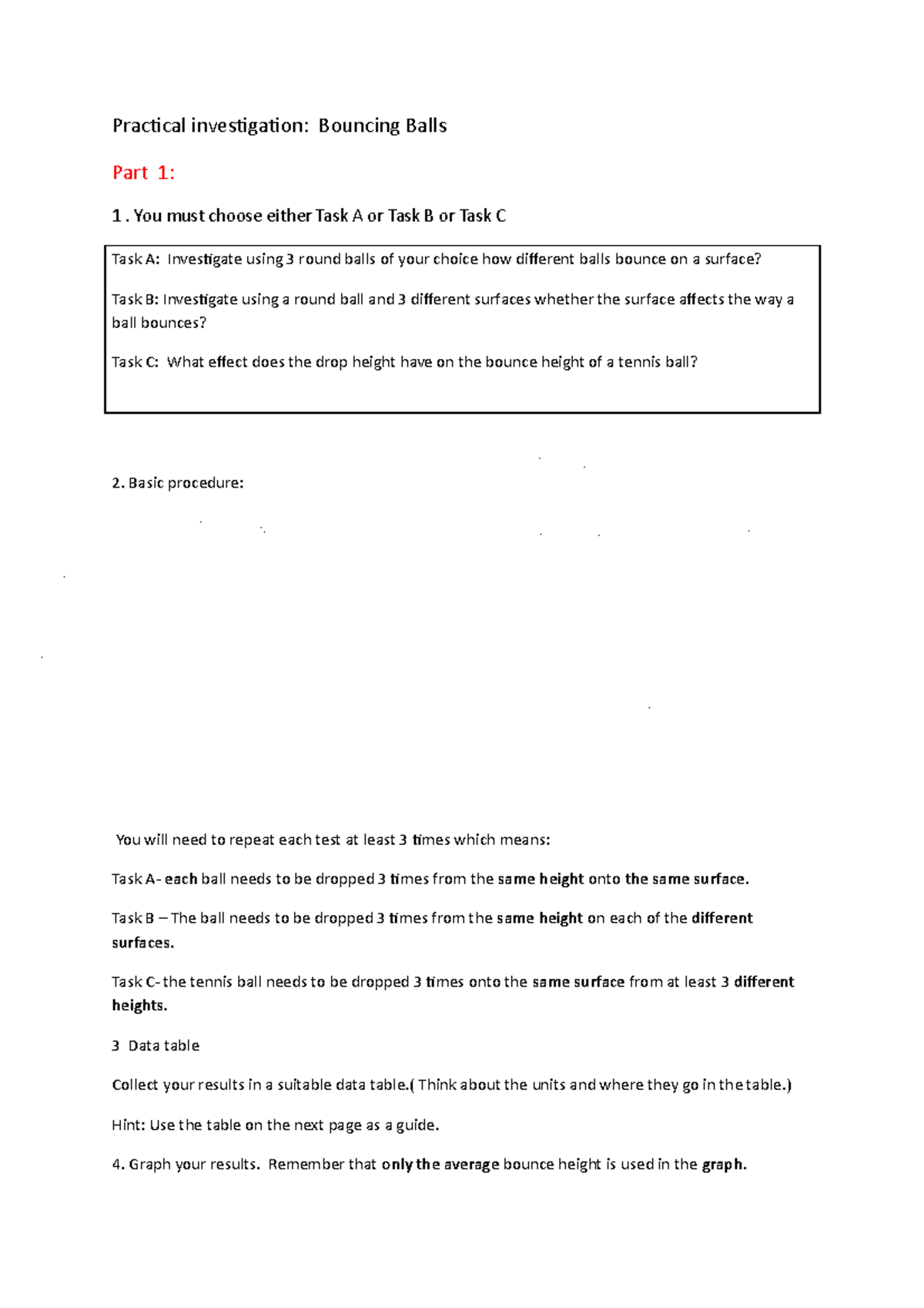 Bouncing ball investigation - Practical investigation: Bouncing Balls ...