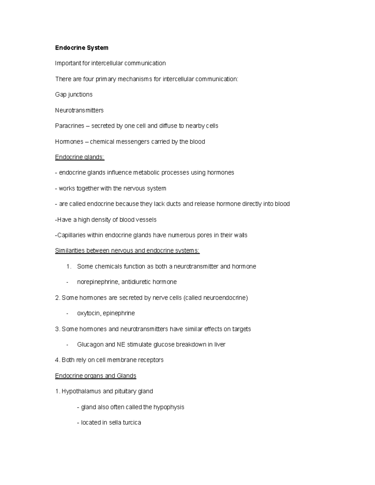 Endo system - Endocrine System Important for intercellular ...