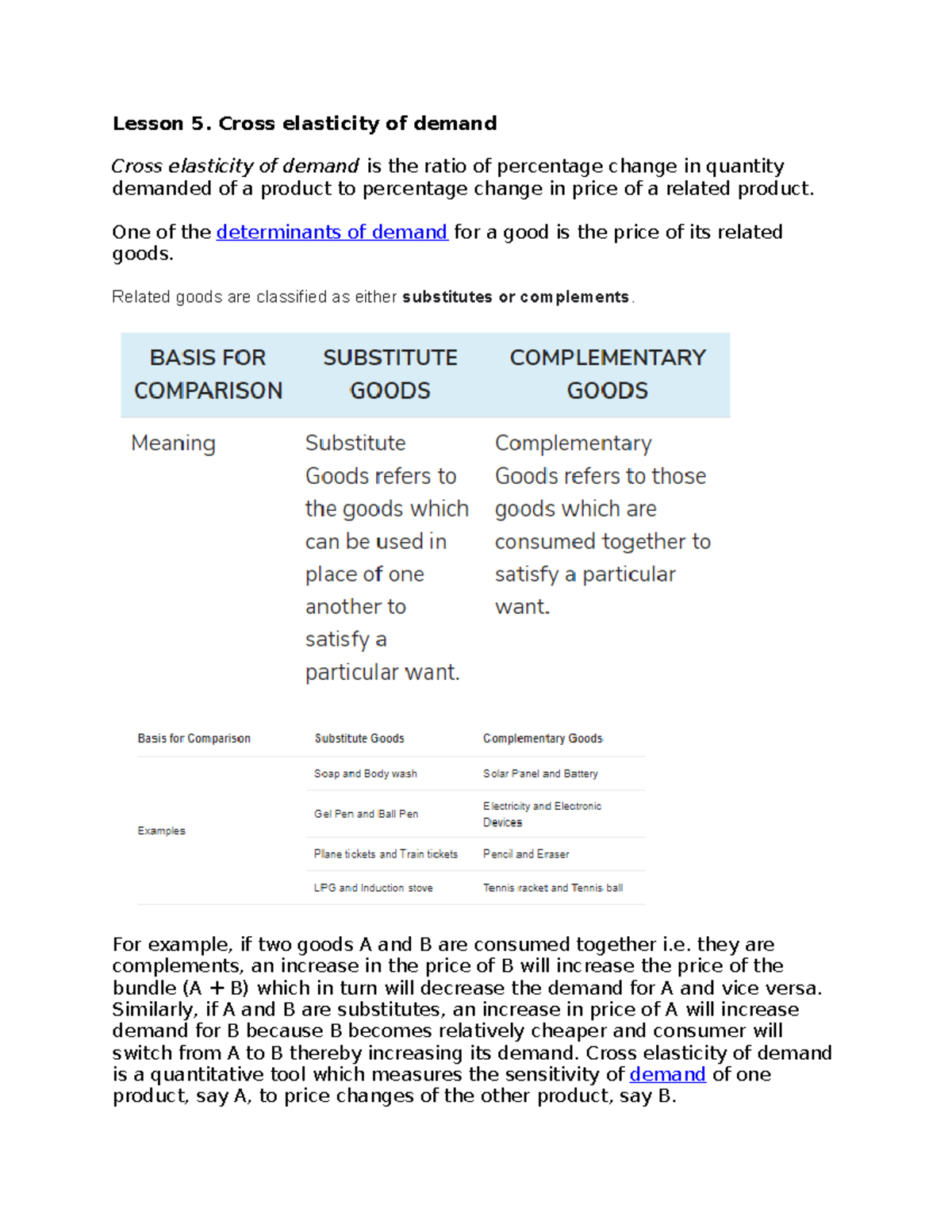 L6 Midterm Cross Elasticity Of Demand Lesson 5 Cross Elasticity Of Demand Cross Elasticity Of