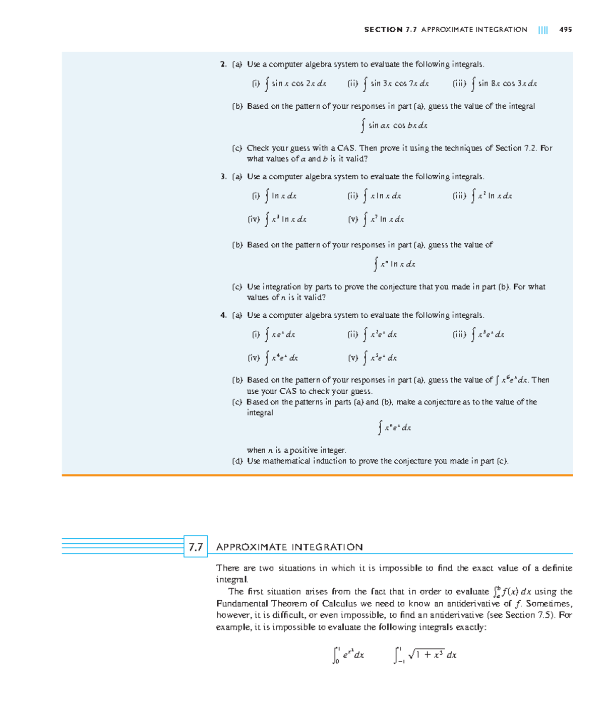 Math ch 7-7 - math work - (a) Use a computer algebra system to evaluate ...