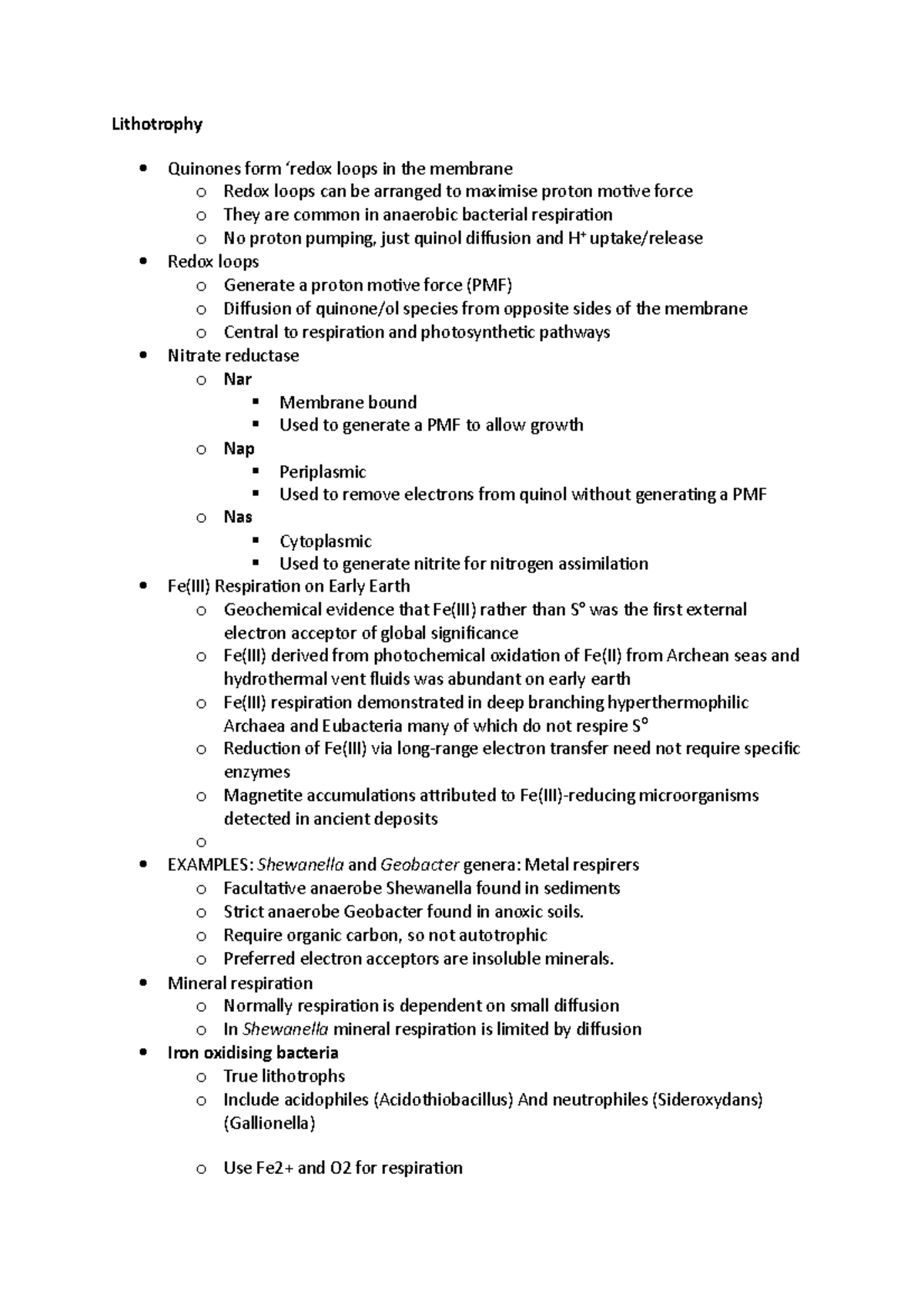 Lithotrophy - Lithotrophy Quinones form ‘redox loops in the membrane o ...