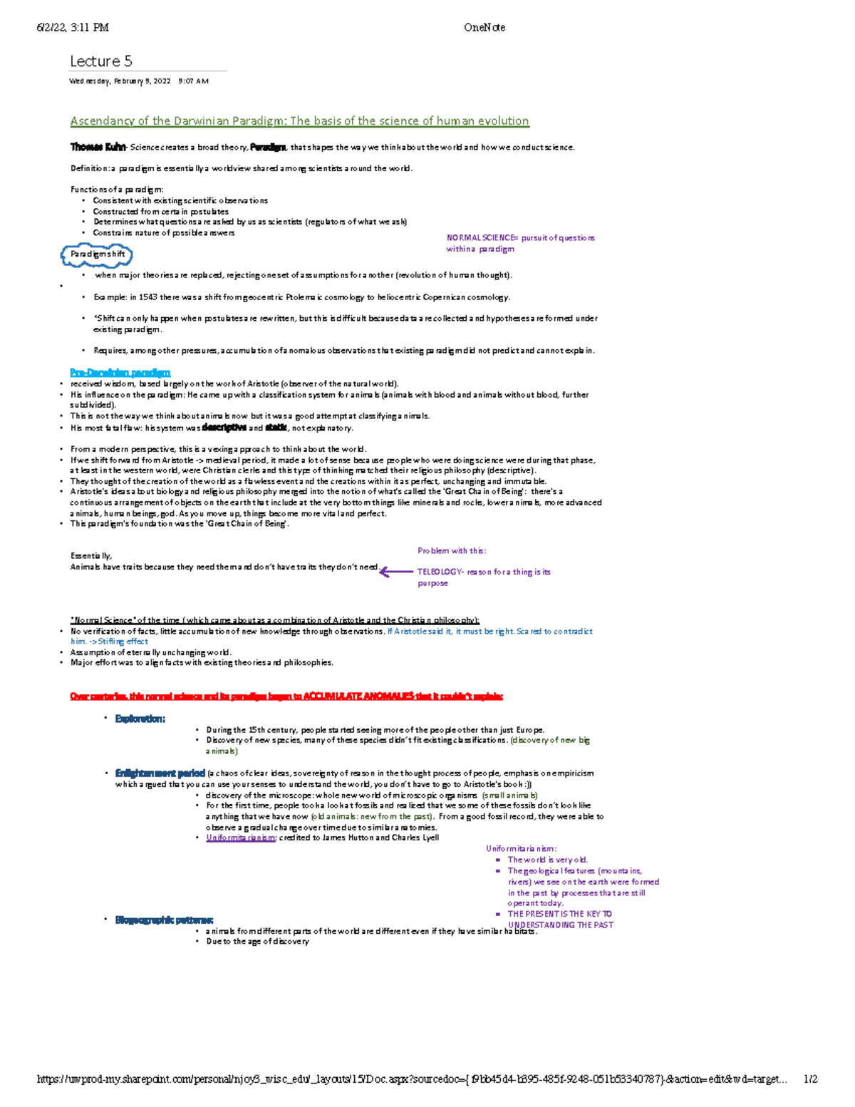 Lec 5 - Lecture 5 notes/ Spring 2022/ Professor Pickering's section - 6 ...
