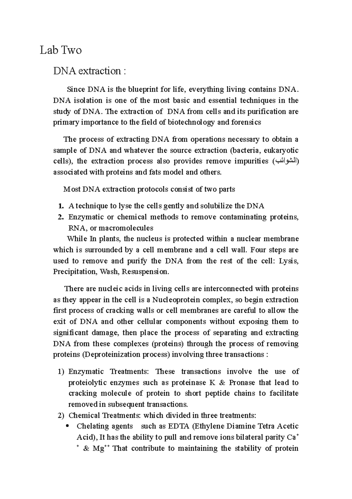 DNA extraction - Lab Two DNA extraction : Since DNA is the blueprint ...