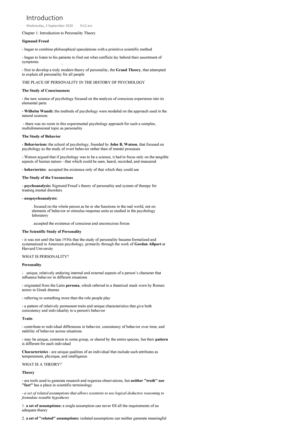 Theories of Personality: 1 Introduction - Warning: TT: undefined function: 32 - Studocu