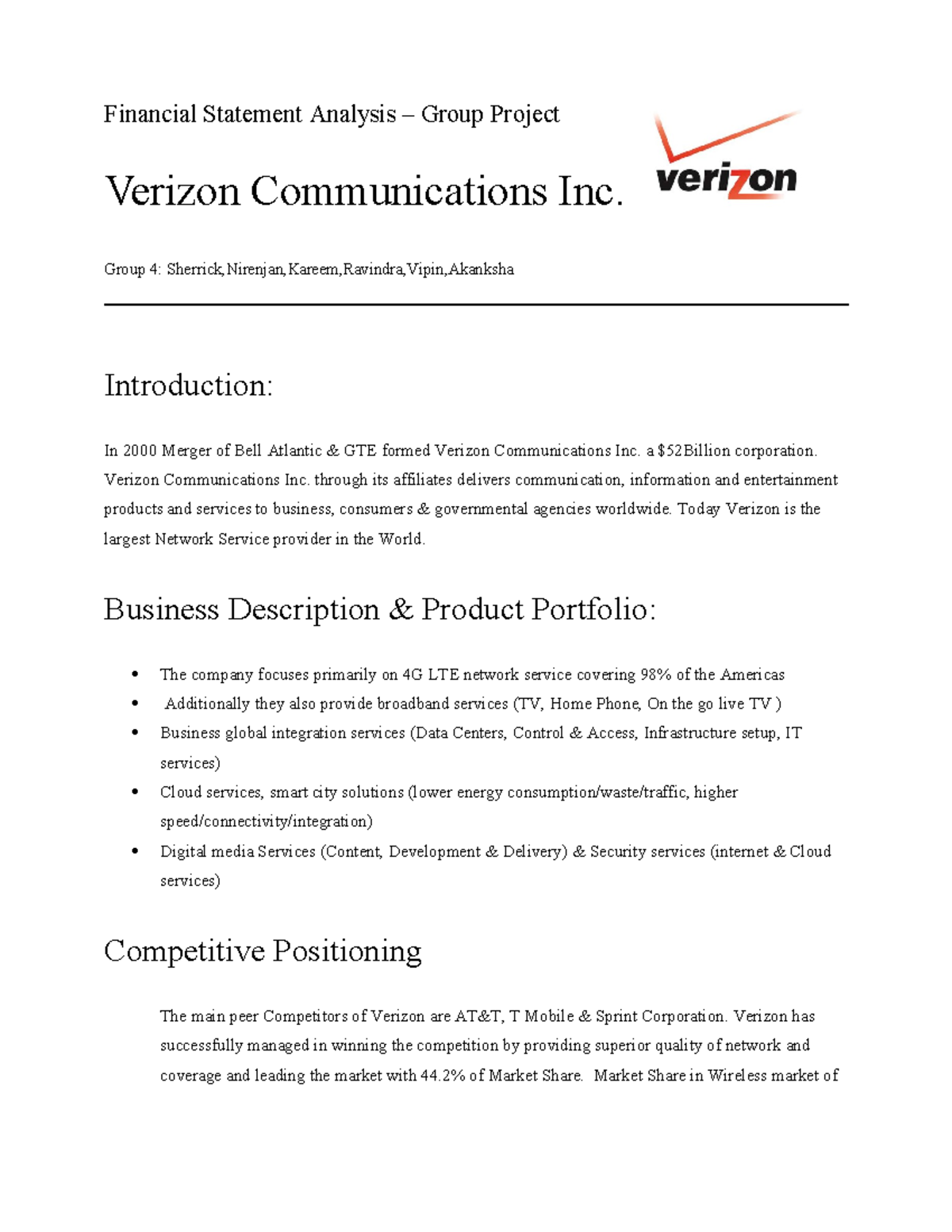 Financial Statement Analysis Group 4 - Financial Statement Analysis ...