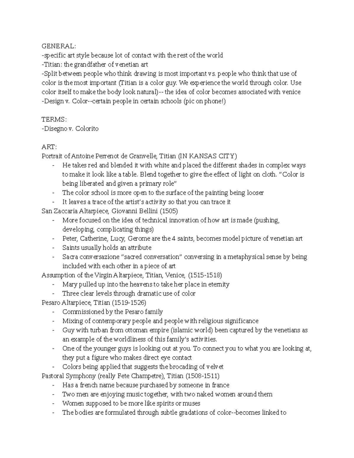 4. Venetian Renaissance - GENERAL: -specific art style because lot of ...