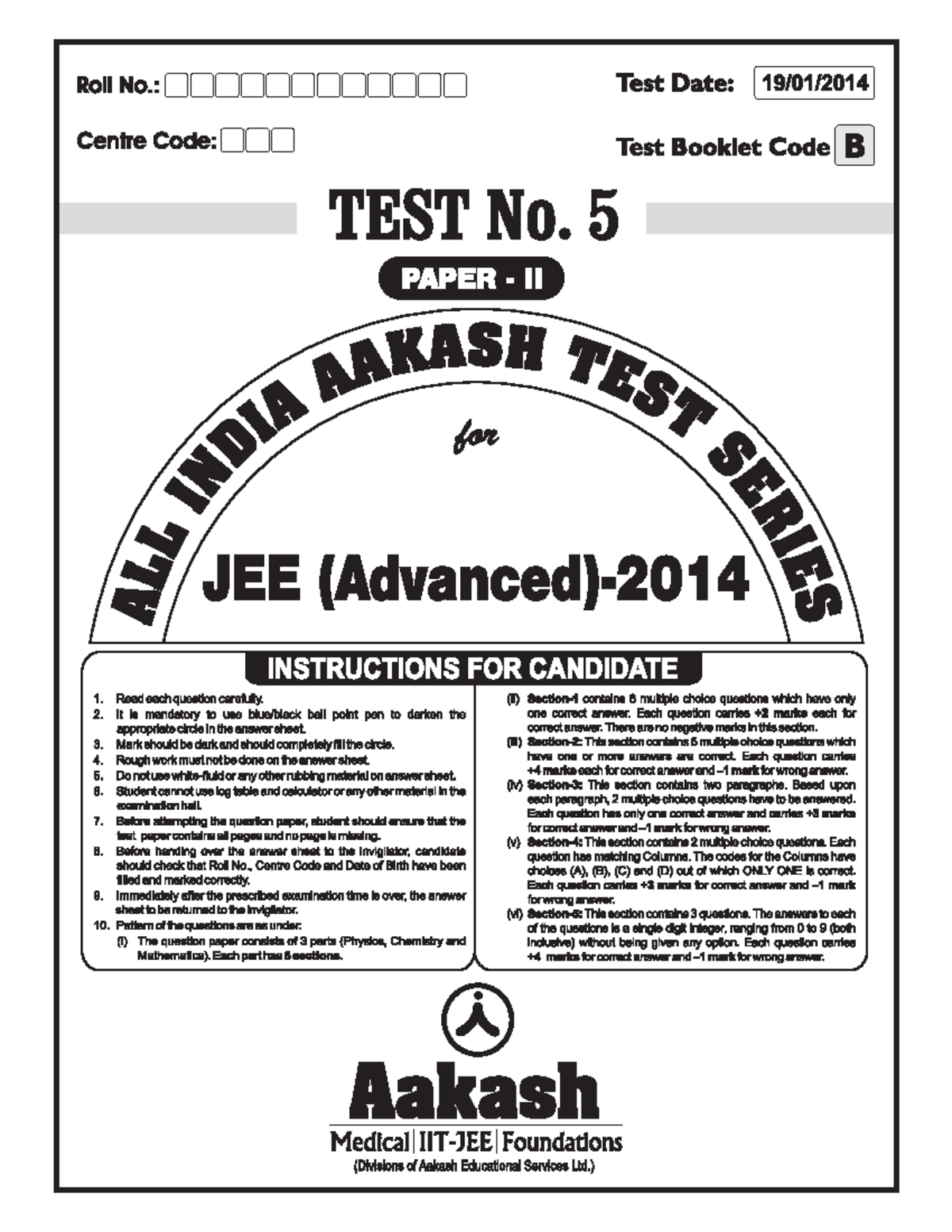 Jee-advanced-2014 test-5-paper-ii-code-b - Space for Rough Work All ...