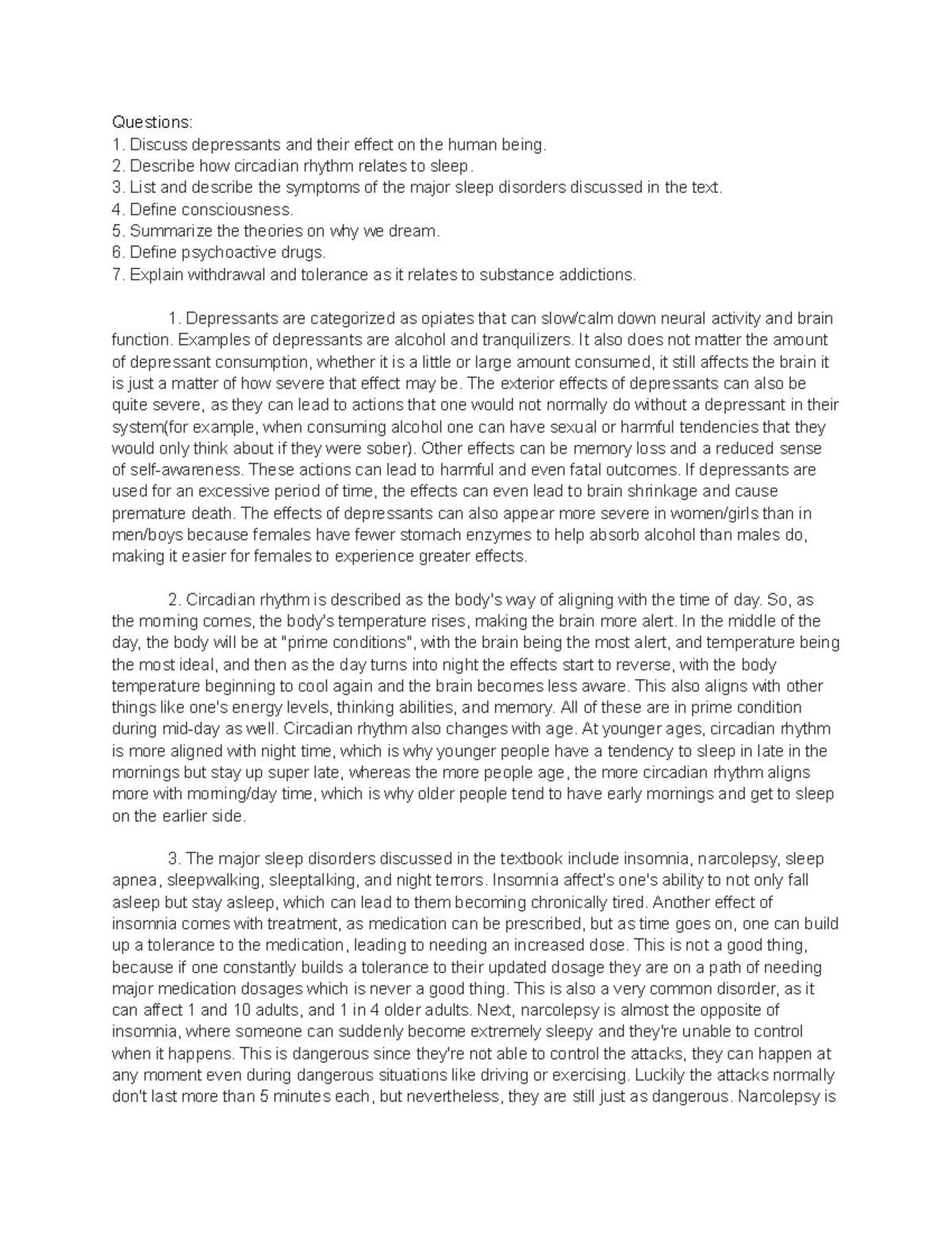 Pysch Notes #3 - Professor Gannon's Psych Assignments. Each number ...