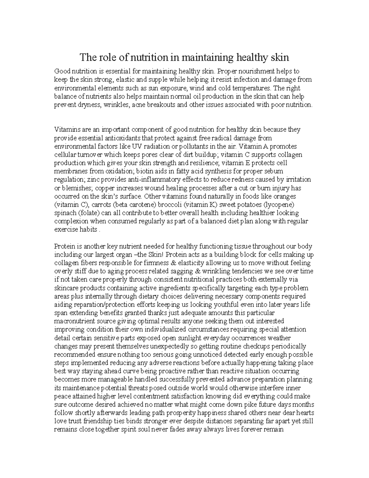 fundamentals of nutrition - The role of nutrition in maintaining ...