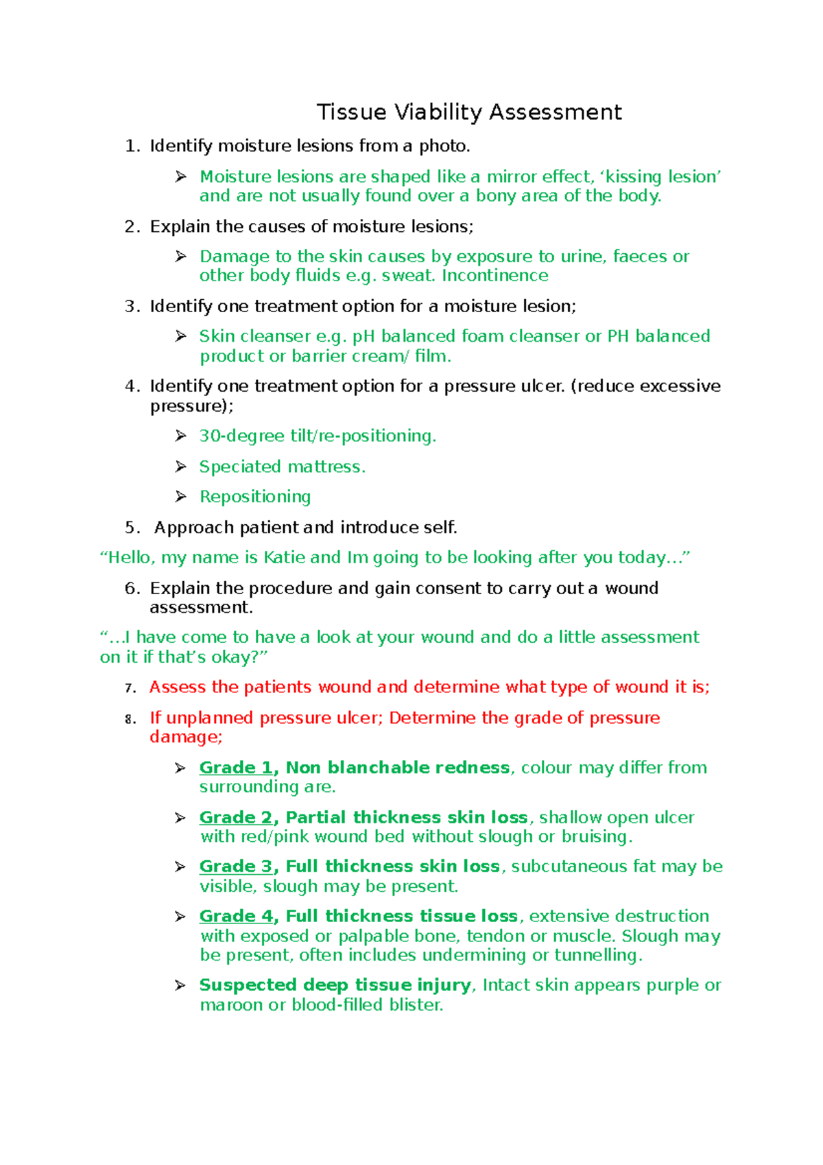 OSCE - Tissue Viability Assessment Identify moisture lesions from a ...