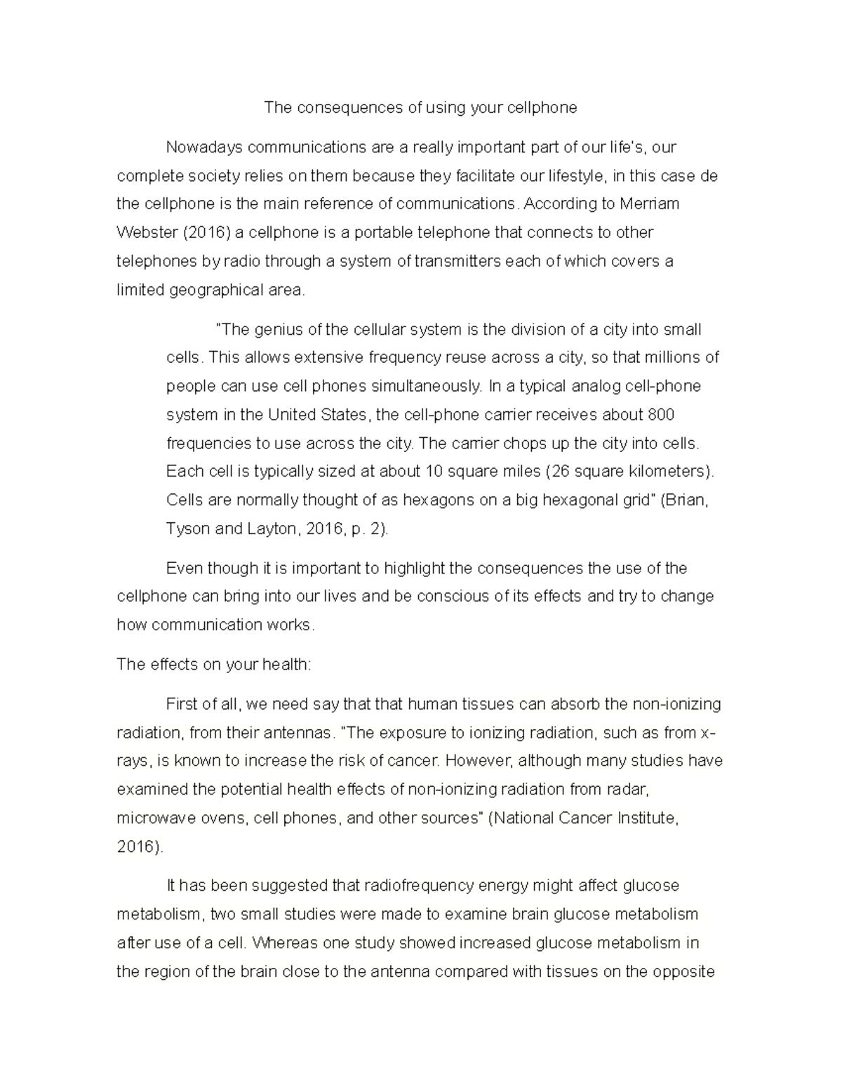 The consequences of using your cellphone - The consequences of using ...