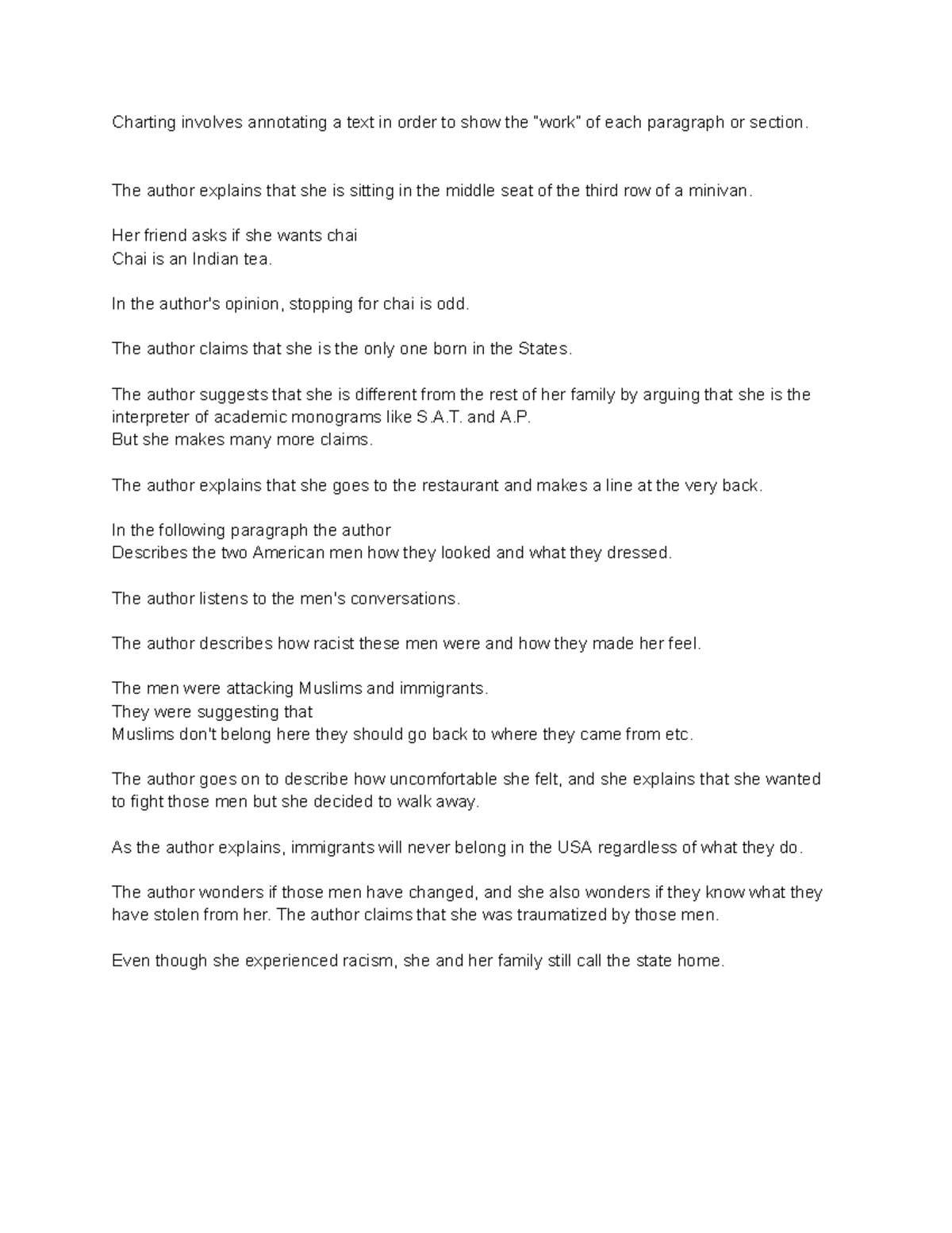 Annotate - It is a summary - Charting involves annotating a text in ...