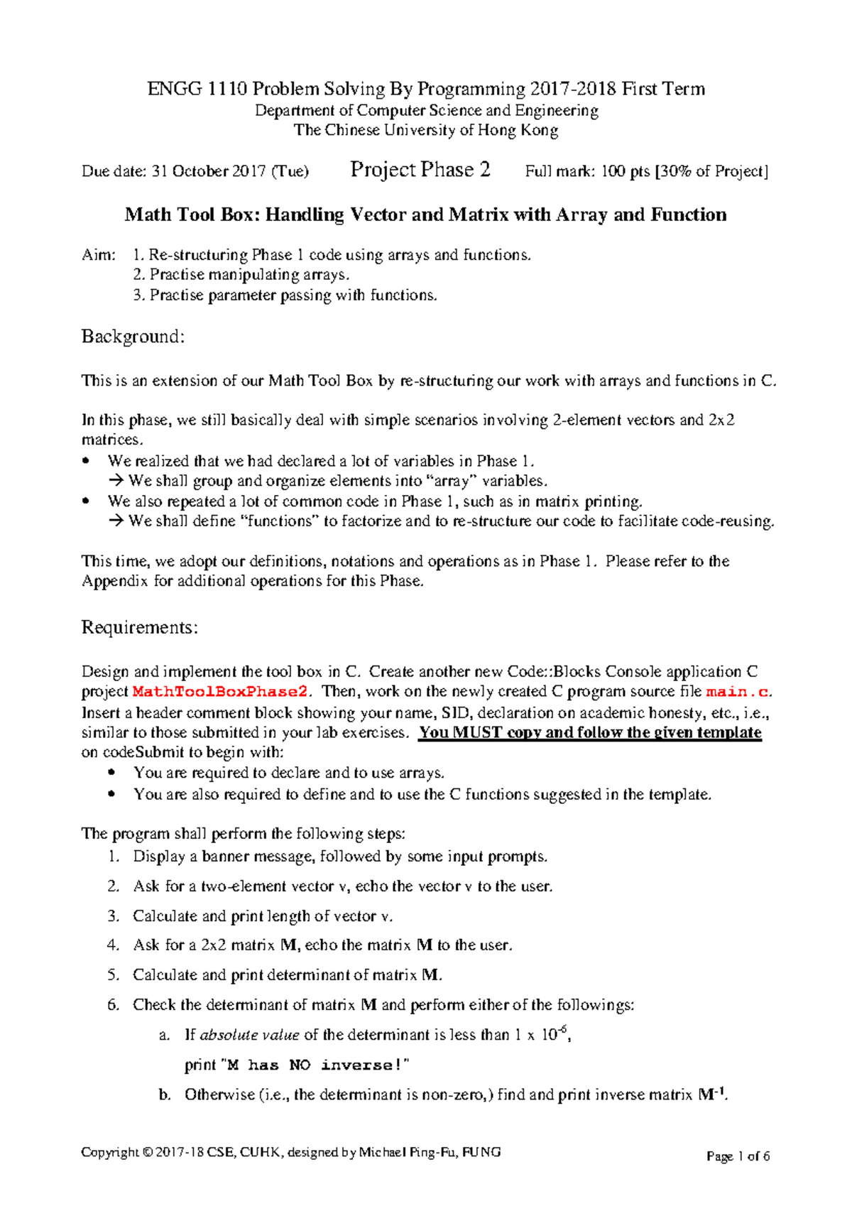Project Phase 2 Specification - ENGG 1110 Problem Solving By ...
