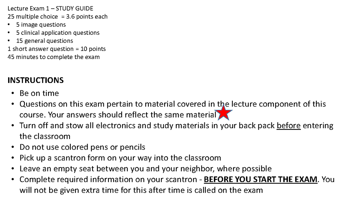 Study Guide Exam 1 - Review - Lecture Exam 1 –STUDY GUIDE 25 multiple ...
