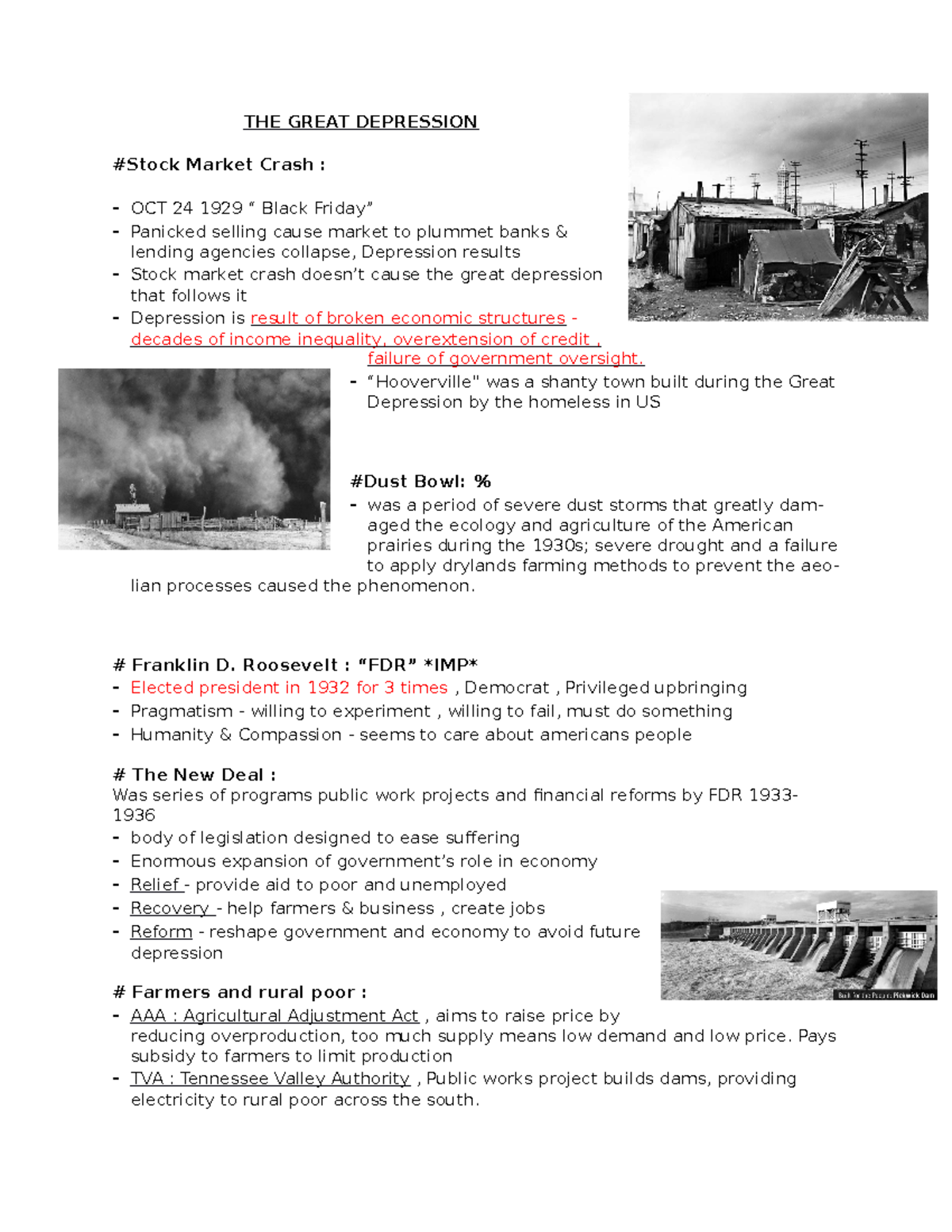 HUM test 22 - Test - THE GREAT DEPRESSION #Stock Market Crash : - OCT ...