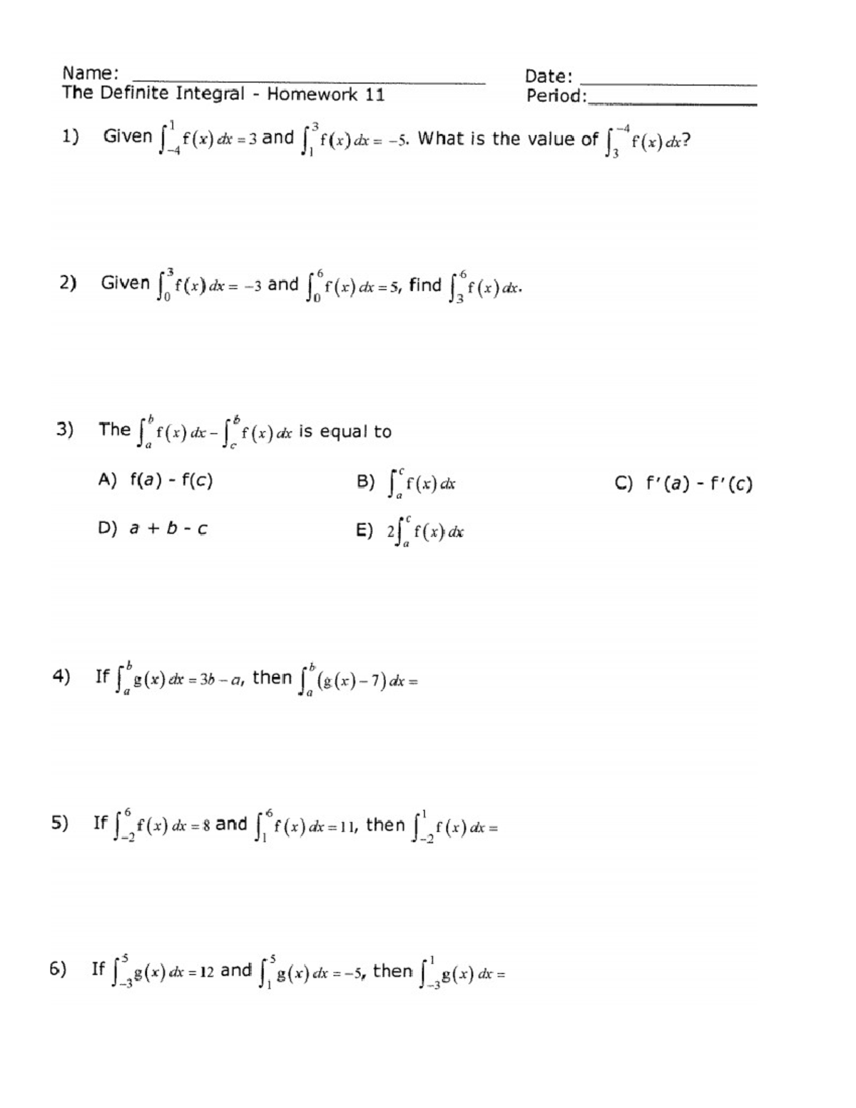 The Definite Integral Homework 11 2020 - Studocu
