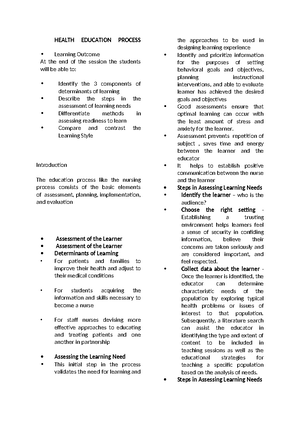 Principles OF Teaching AND Learning IN Health Education - BACHELOR OF ...