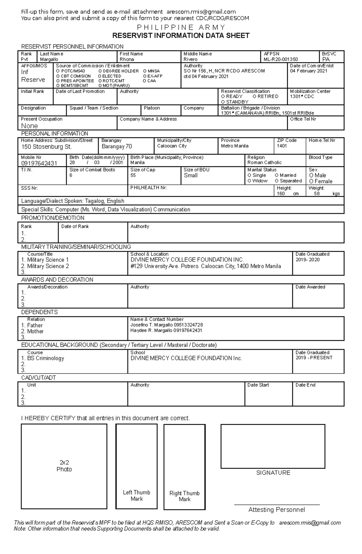 New RIDS Blank Margallo - Fill-up this form, save and send as e-mail ...
