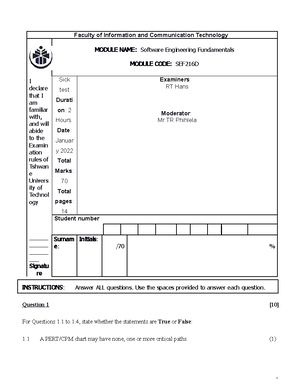 Assignment 1 - S2 2023 - P a g e 1 | SED216D – SOFTWARE ENGINEERING ...