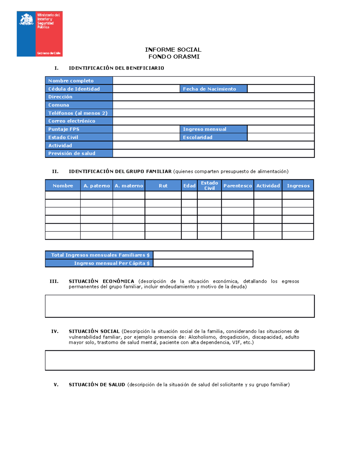 Nuevo formato Informe Social - INFORME SOCIAL FONDO ORASMI I ...