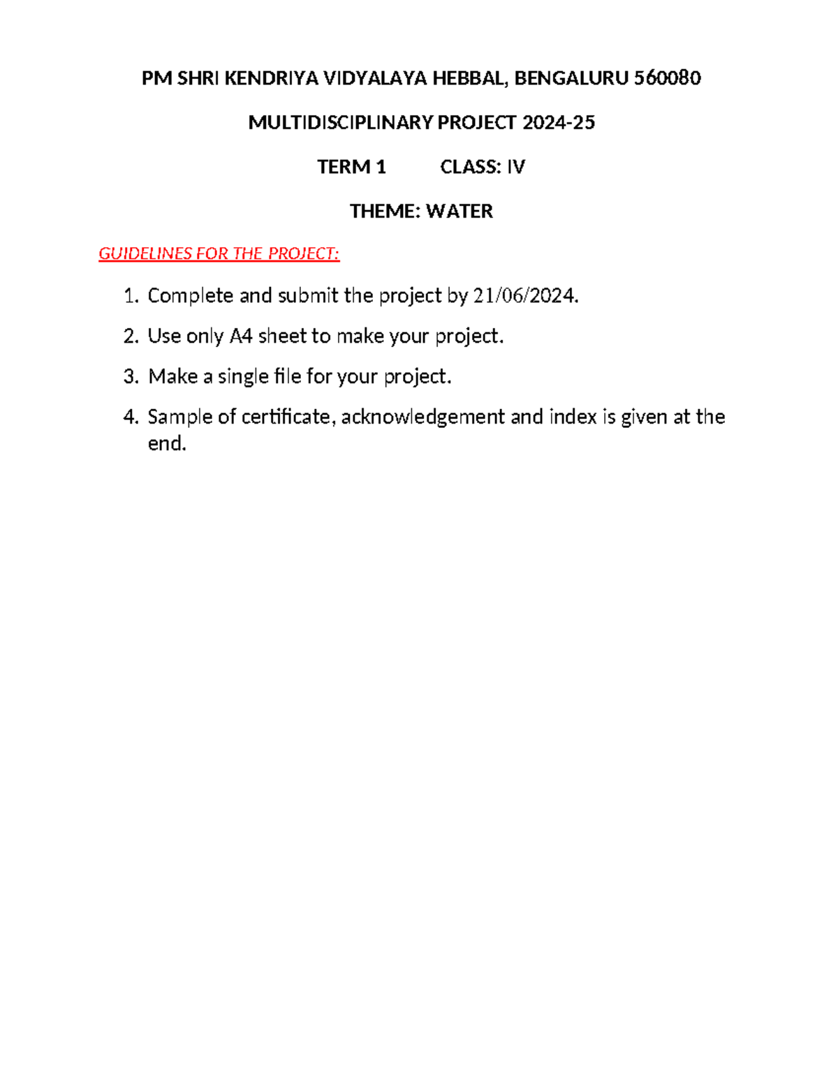 CL 4 TERM 1 MDP - PM SHRI KENDRIYA VIDYALAYA HEBBAL, BENGALURU 560080 ...