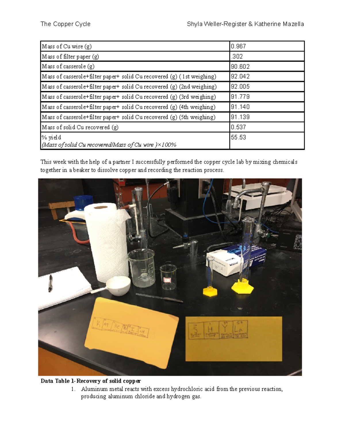 Copper Cycle Post-Lab Final - The Copper Cycle Shyla Weller-Register ...