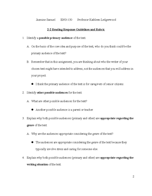 ENG 130 Mod 1 Assignment - ENG 130 Module One Reading Response Template Interviewing the Text ...