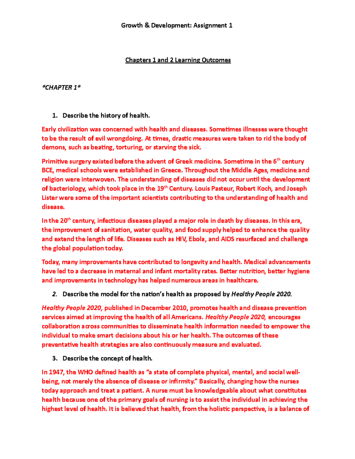 GD assignment 1 - chapter overview - Growth & Development: Assignment 1 ...